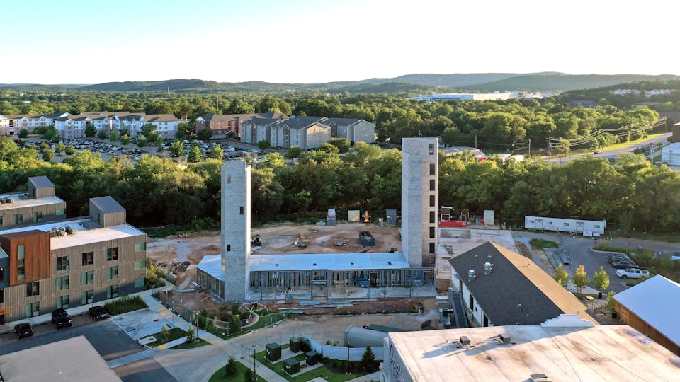 construction underway at moxy hotel. — Modus Studio
