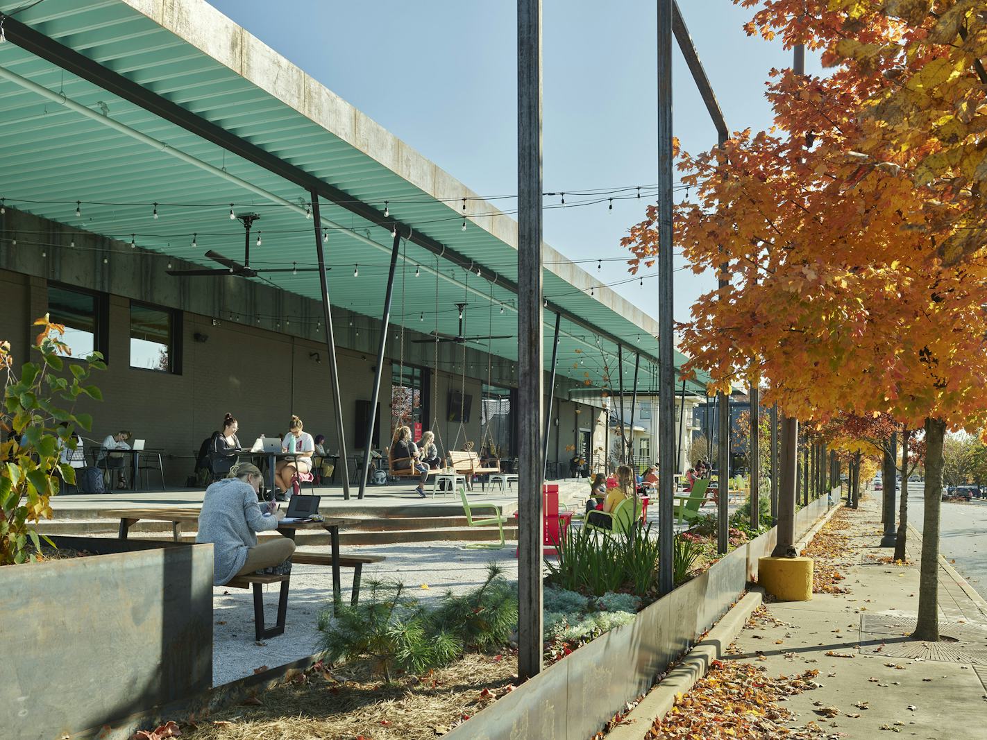 construction progress at centennial park pavilion. — Modus Studio
