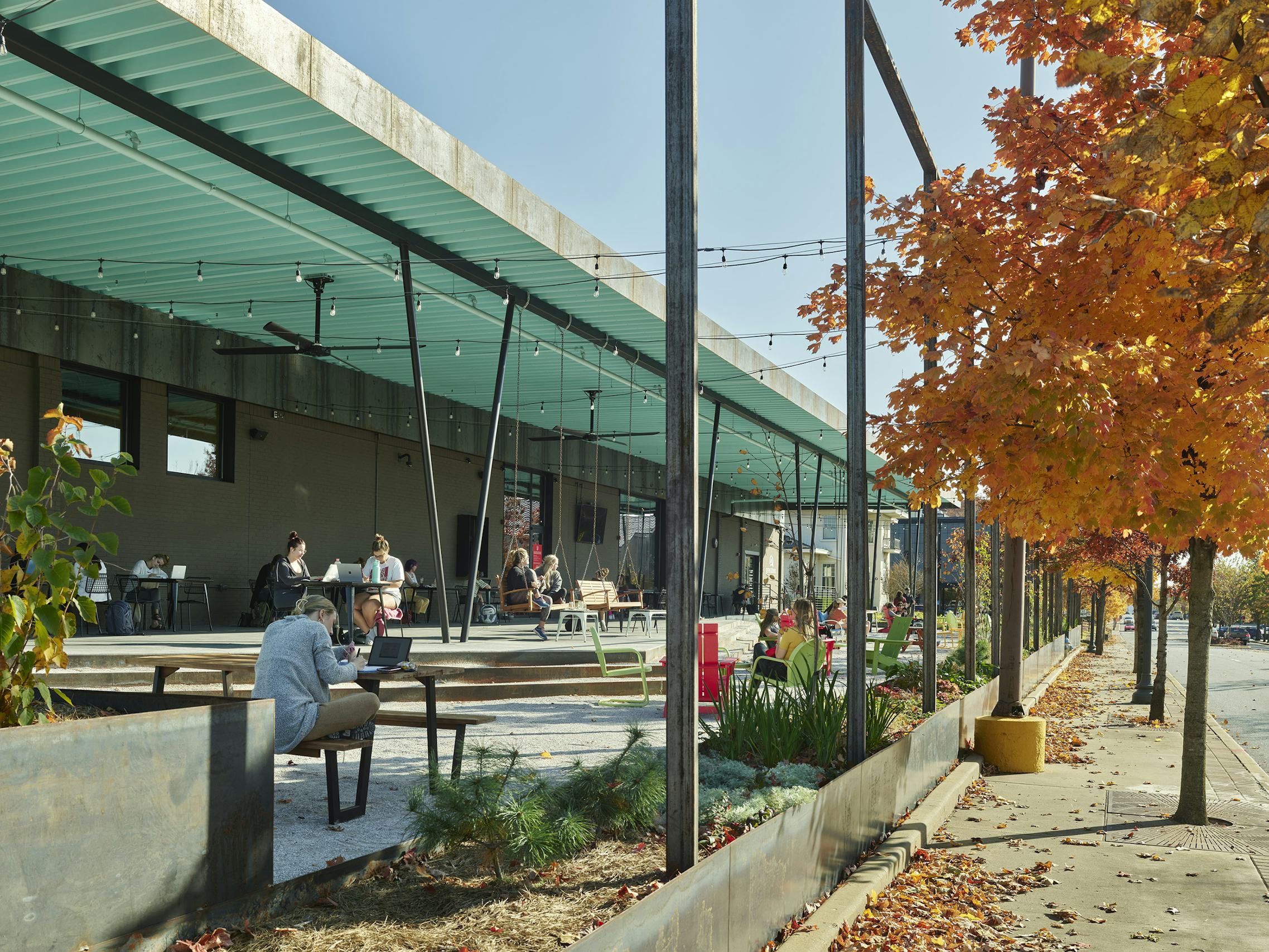 construction progress at centennial park pavilion. — Modus Studio